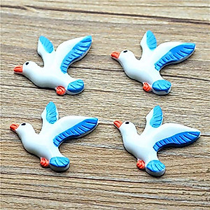 ZAMTAC 31mmX31mm 20PCS Resin Flatback Seagulls|Flatback Sea Beach Miniatures|Summer Holiday Miniatures - (Color: Black COLOR-20PCS)