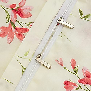 Twin Floral Duvet Cover, 100% Cotton 3 Pieces Twin Floral Bedding Sets for Girls, Red Floral Chic Garden Style Floral Pattern Printed Twin Floral Duvets with Zipper Closure (Floral, Twin)