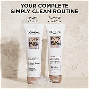 L'Oreal Paris EverPure Sulfate Free Simply Clean Shampoo, Hydrating Hair Care with Rosemary Essential Oils, 8.5 Fl Oz