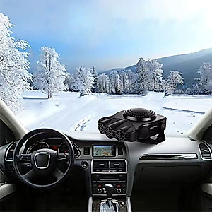 Car Heater, 12V/150W Portable in Cigarette Lighter Plug 180 Degree Rotary Base Car Heater,3 in 1 Fast Heating Defrost Defogger Demister Heat Cooling Fan Auto Dryer Windshield Defroster