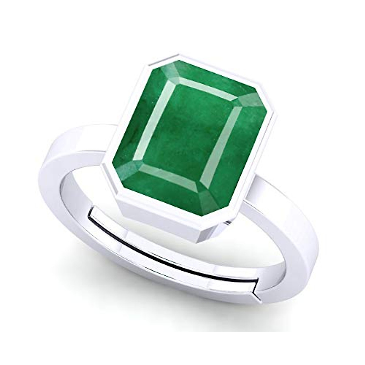 LMDPRAJAPATIS 5.50 Carat Original Emeald Panna 925 Silver Ring/Emeald Square Cut Gemstone ring