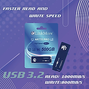 LinkMore NR770 500GB USB 3.2 Gen2 Flash Drive, Read Speed up to 1000MB/s, Write Speed up to 800MB/s, Thumb Drive