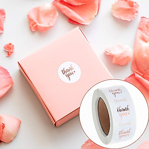 Thank You Stickers,1" Thank You Stickers, Rose Gold Foil Font Round Label for Birthdays, Weddings, Giveaways,Perfect for Small Business Gifts to Seal and Decorate