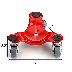 ZEAYEA 4 Pack Steel Tri-Dolly, 200 lbs Load Capacity 3 Wheel Mover's Dolly for Moving Furniture, Appliances, Cabinet, Table, Piano, 6.3 Inch