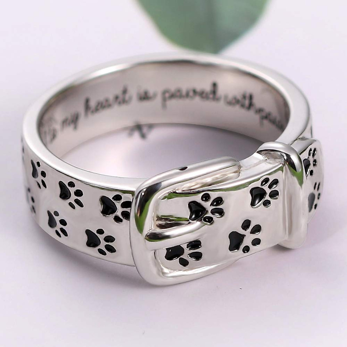AILIN Dog Paw Rings For Women In 925 Sterling Silver Personalized Name And Inside Engraving Memorial Jewelry Gifts For Women Men Pet Lovers