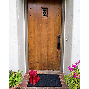 KAF Home Ribbed Door Mat, Durable Indoor Outdoor Entry Way Rug, Mud-Rooms, High Traffic Areas, Garages, Storefronts and Everyday Home Use, Gray Black