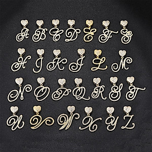 Initial Letter Keychain for Women Girl Crystal Alphabet Letter Keyring A-Z Letter Charm Gold Silver Pendant for Purse Handbag, One Size