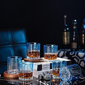 Claplante 6 Pack Old Fashioned Whiskey Glasses, 10 OZ Crystal Rocks Glasses, Cocktail Glass, Gift Box - Barware For Bourbon, Scotch, Rum glasses, Drinking Glasses, Glass Cups, Whiskey Gifts