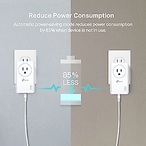 TP-Link AV1000 Powerline Ethernet Adapter(TL-PA7017P KIT)- Gigabit Port, Plug and Play, Extra Power Socket for Additional Devices, Ideal for Smart TV, White