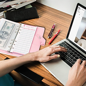 Budget Binder Money Organizer for Cash Cash Envelopes for Budgeting Budget Binder with Cash Envelopes (Pink)