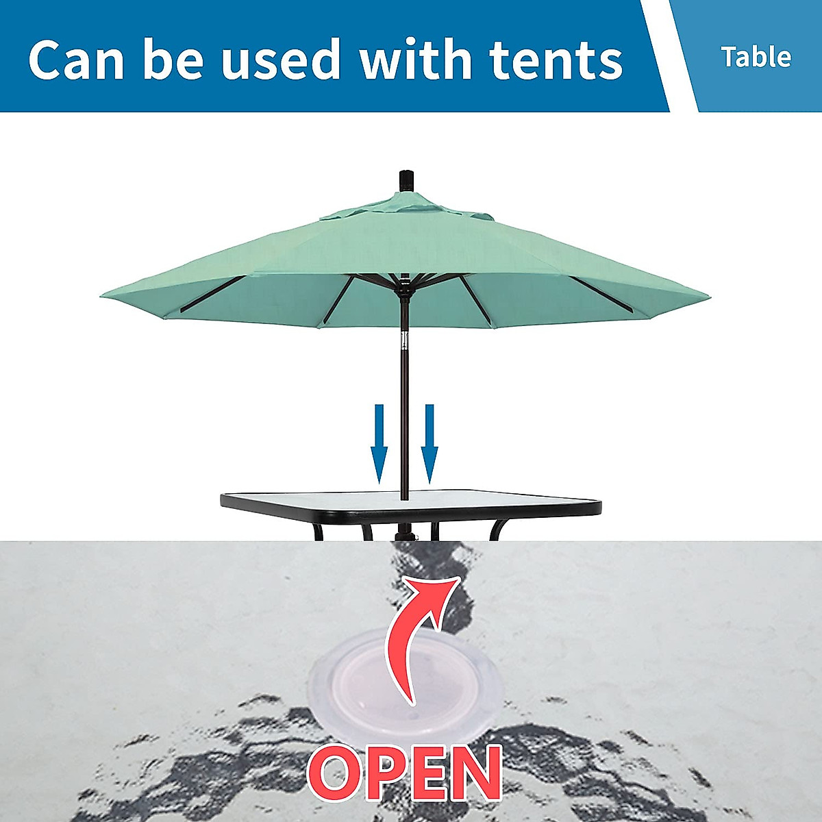 FDW Bistro, Outdoor Dining Square Tempered Glass Patio Table with Umbrella Hole for Lawn Balcony Yard, Black