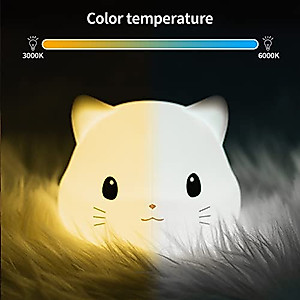 Aottop Cute Cat Lamp for Kids ,LED Christmas Kitty Night Light for Teen Girls Bedroom, Kawaii Room Decor, USB Rechargeable Baby Night lamp, Nursery Toddler Baby Night Light, Kawaii Birthday Gifts