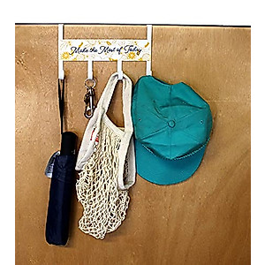 Dependable Industries inc. Essentials Over Door Hanger Hook, Hanging Clothes Coat Bag Robe Keys Towel Bathroom Closet Back of Door Hanger 4 Hooks