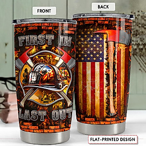 SANDJEST Firefighter Tumbler 20oz Fireman Gifts for Men Stainless Steel Insulated Tumblers Coffee Travel Mug Firefighters Cup Firemen Gift for Birthday Christmas