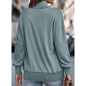 SHEWIN Womens Sweatshirt Casual Long Sleeve Lightweight Oversized Sweatshirts Loose Button Pullover Tops Fall Outfits for Women 2024,US 16-18(XL),Mint Green