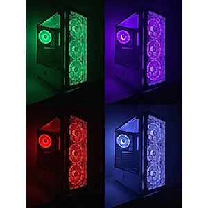 Apevia Predator-PK Mid Tower Gaming Case with 1x Tempered Glass Panel, Top USB3.0/USB2.0/Audio Ports, 4X RGB Fans, Pink Case