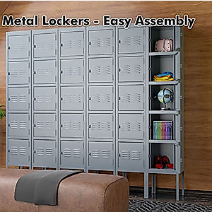 MIIIKO Metal Locker Cabinet with 5 Doors, Steel Lockers for Employees, 5 Tier Shelf Locker Organizer for School Gym Home Office