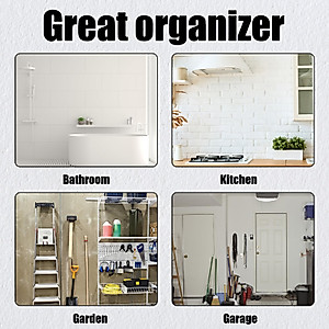 PEUTIER 6 Pcs Broom Holders, Wall Mount Broom Holder Organizer Heavy Duty Broom Holder Stainless Steel Broom Holder for Kitchen Bathroom Laundry Room Garage