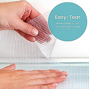 Con-Tact Brand Non-Adhesive Zip-N-Fit Drawer Liner, Solid Grip And Non-Slip Shelf Liner, Suitable To Use In Home, Office, Garage, And More, 18" x 4', Ribbed Clear, Pack of 1