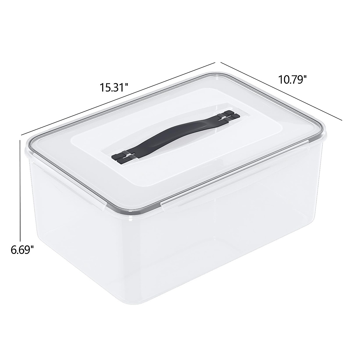 Xowine 4 Pack Stackable Pizza Dough Proofing Containers with Lids and Handle, 15 L Rectangular Clear Food Storage Container with Airtight Lid, 15.31" L x 10.79" W x 6.69" H