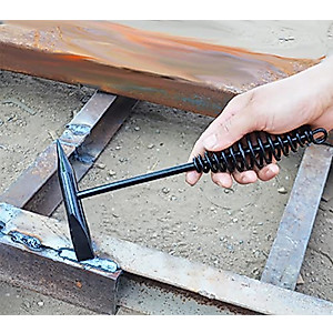 Welding Chipping Hammer with Coil Spring Handle, Wire Brush. Shock-Dampening Steel Rust Removal (1 PCS Hammer)