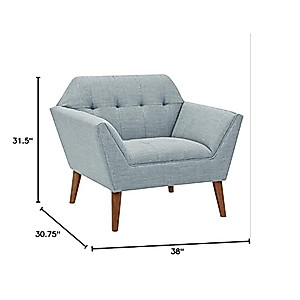 INK+IVY Newport Accent Armchair-Solid Wood Frame, Flare Arm Family Chairs Modern Mid-Century Style Living Room Sofa Furniture, Light Blue