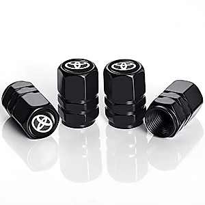 4 Pcs Metal Car Tire Valve Stem Caps Replacement for Toyota Avalon Camry Yaris Prius Corolla RAV4 Highlander Car Tire Air Caps Cover,Corrosion Resistant Premium Alloy Leak-Proof Car Accessories,Black