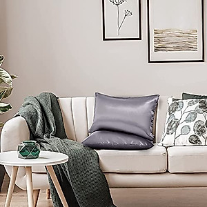 MOLIER. LU Satin Pillowcase Set of 2 Bed Pillowcases with Envelope Closure Slip Pillowcase Cover for Hair and Skin Cooling Pillowcase (20x30 Inches) Queen Deep Grey