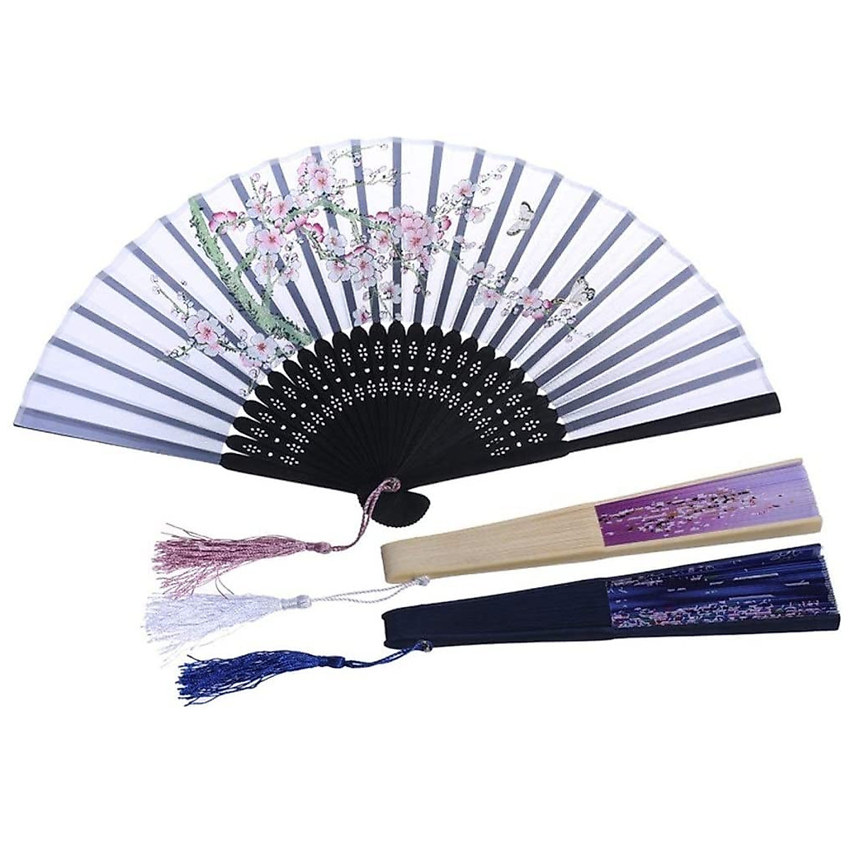 ZAEGO Chinese Fan Folding Hand Fan Chinese Style Dance Wedding Party Lace Silk Folding Hand Held Flower Fan Handheld Folding Fan Japanese Fan (Color : Onecolor, Size : 21 * 55cm)