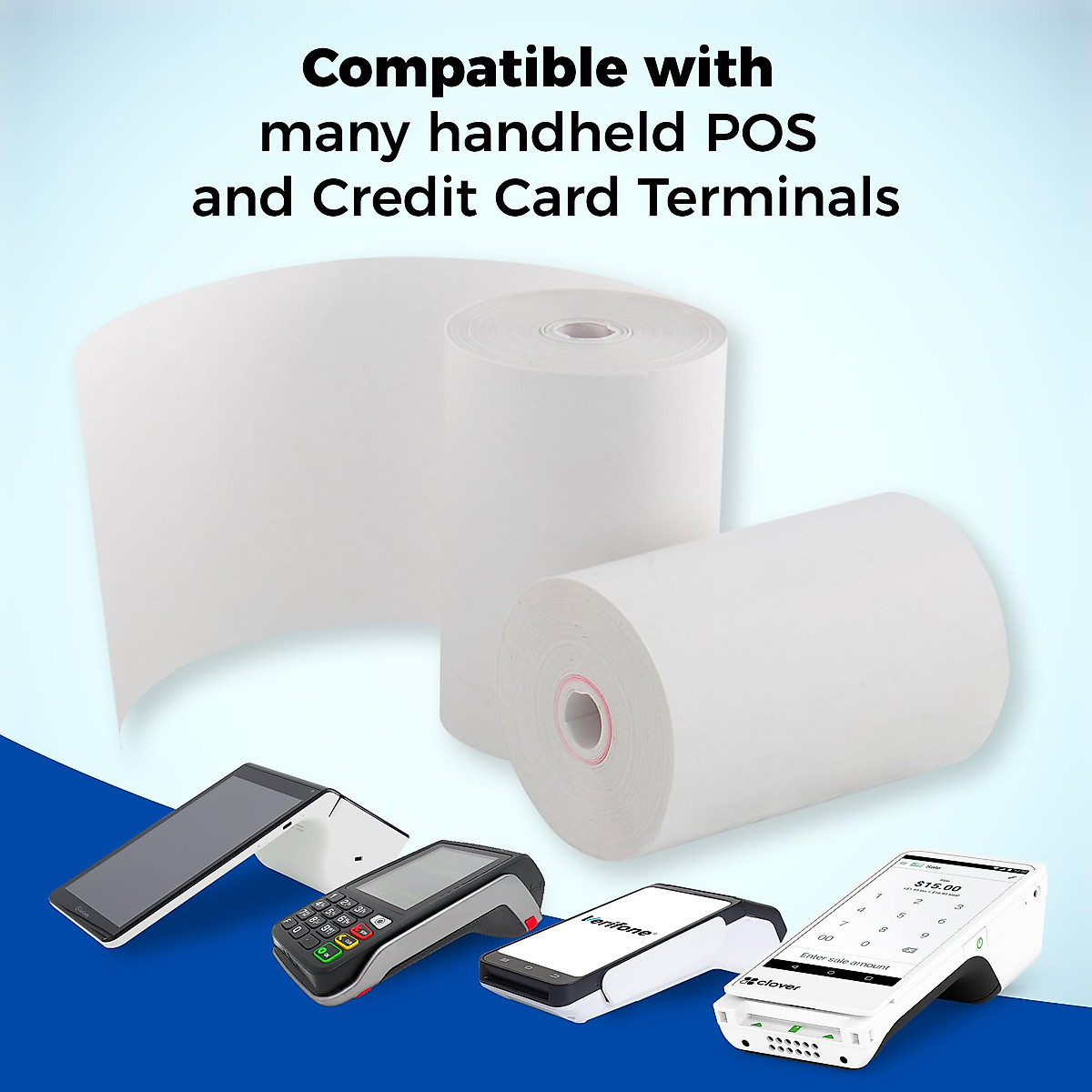 ReceiptPaperPro 2 1/4” x 72 ft Coreless Thermal Paper Receipt Rolls for Poynt C Smart Terminal V3.0, 25 Rolls/Case