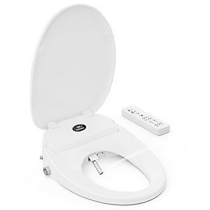 Electronic Elongated Bidet Toilet Seat: GREENEVER Smart Bidet Warm Water Rear and Front Wash Warm Air Dryer & LED Light, Multiple Spray Modes Wireless Remote Seat Sensor, Bidet Attachment for Toilet