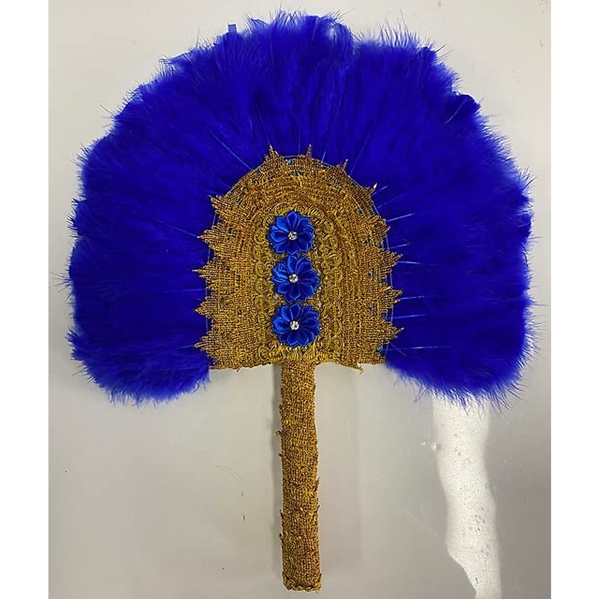 Msbfea Design African Gold Feather Big Fan Ladies Wedding Feather Fan for Bride Double Side Feather Nigerian Feather Color 961