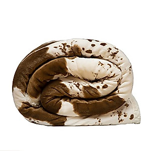 Carstens, Inc. Extra Plush Southwestern Sherpa Throw Blanket 54" x 68", Faux Cowhide (JP880)