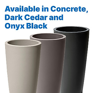 Step2 Tremont Tall Round Tapered Planter, Large Planters for Outdoor Plants, Gardening and Flower Pot for Patio or Porch, Efficient Drainage, Durable Plastic, Concrete, 2-Pack