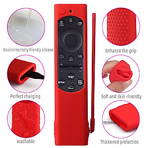 Compatible with Samsung Smart TV Remote 2022 BN59 Remote with Solar Panels Silicone Cover, Anti-Fall Shockproof Silicone Protective case with Lanyard（Luminous Green+Luminous Blue）