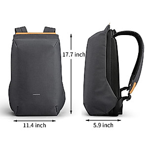 Simple Anti Theft Laptop Backpack with USB Charging Port Men Women Business Commuter Durable Waterproof Computer Rucksack College Bookbag for 15.6 Inch Black