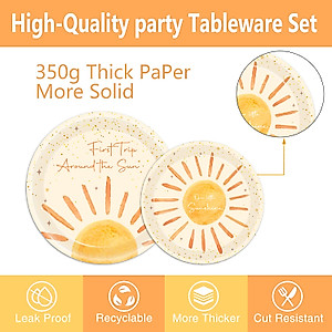 168Pcs Boho First Trip Around The Sun Birthday Decorations- Boho Party Set with Bohemian Hippie Sunshine Theme Party Tableware Decorations Including Plates,Cups,Napkins,Baby Shower Party for 24 Guests