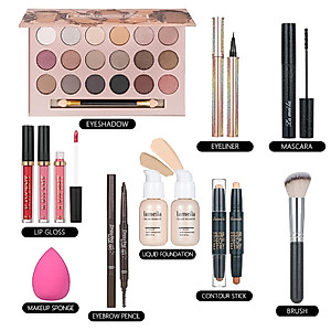 Makeup Kits Makeup Set for Teens Women Full Kit Makeup Kit for Women 20 Color Eyeshadow Palette Foundation Face Primer Lipgloss Mascara Eyeliner Makeup Brushes Gift Make up Kit