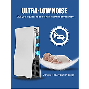 PS5 Cooler for PS5 Cooling Fan, Upgraded Quiet Cooler Fan 3 Cooler External Port USB 3.0 Accessory Compatible with Playstation 5 Digital Edition/Ultra HD Console White