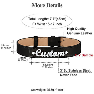 FOCALOOK Customized Thick Choker DIY Platinum Plated Initials Personalized 19MM Wide Chunky Black Leather Collar with Custom Names Women Costume Jewelry 15-17 Inch Adjustable