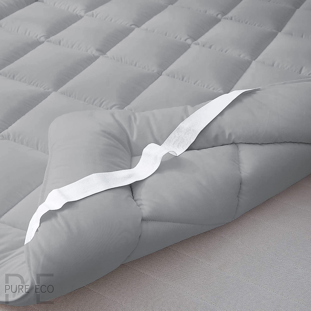 Pure Eco Mattress Topper Full XL Size,Deep Pockets (8-22" Depth) Fits, 500TC Cotton Pad Cover, 1000 GSM Mattress Pads, Extra Thick Cooling Full XL Size Bed Mattress Topper 54"x80" Inches Silver