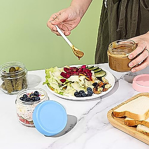 KITCHOP 4 Pack Overnight Oats Containers with Lids, Glass Jars with Lids, Mason Jars with Airtight Lids, Glass Storage Containers for Leftover, Breakfast and Lunch(9.1 oz)