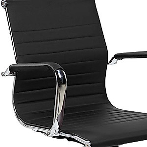Techni Mobili Modern Medium Back Office Chair with Tilt and Height Adjustment, Executive Task Chair with Armrest and Non Marking Caster Wheels, Black