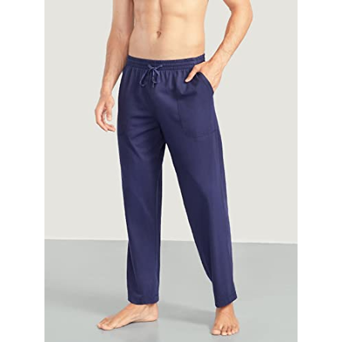DAVID ARCHY Men's Soft Cotton Pajama Bottom Comfy Knit Pajama Long John Lounge Sleep Pants for Men 2 Pack (XL, Black/Navy Blue)