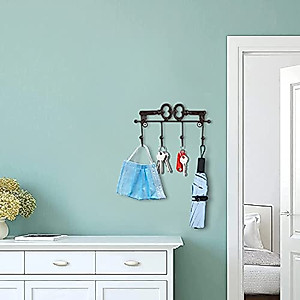 GUSUWOD Set of 2 Key Holder for Wall - Rustic Key Shaped Key Hook Rack - (Bronze) 7" x 4"…