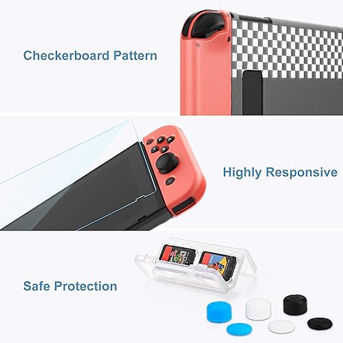 Younik Switch Case for Switch 2017, Denim Switch Carrying Case for Girls, 15 in 1 Accessories kit with Portable Case, Screen Protector, Cover, Thumb Grips Caps, Game Card Case and Strap