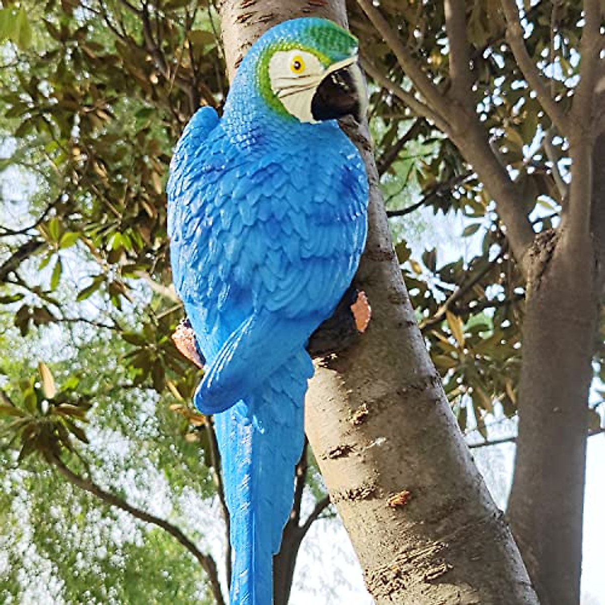 Ascebrk Parrot Statues for Garden, Indoor Outdoor Parrot Statues and Figurines,Resin Hanging Macaw Sculpture Wall Decorations Tree Animal Birds Statues Tropical Decor for Patio Lawn Yard Home