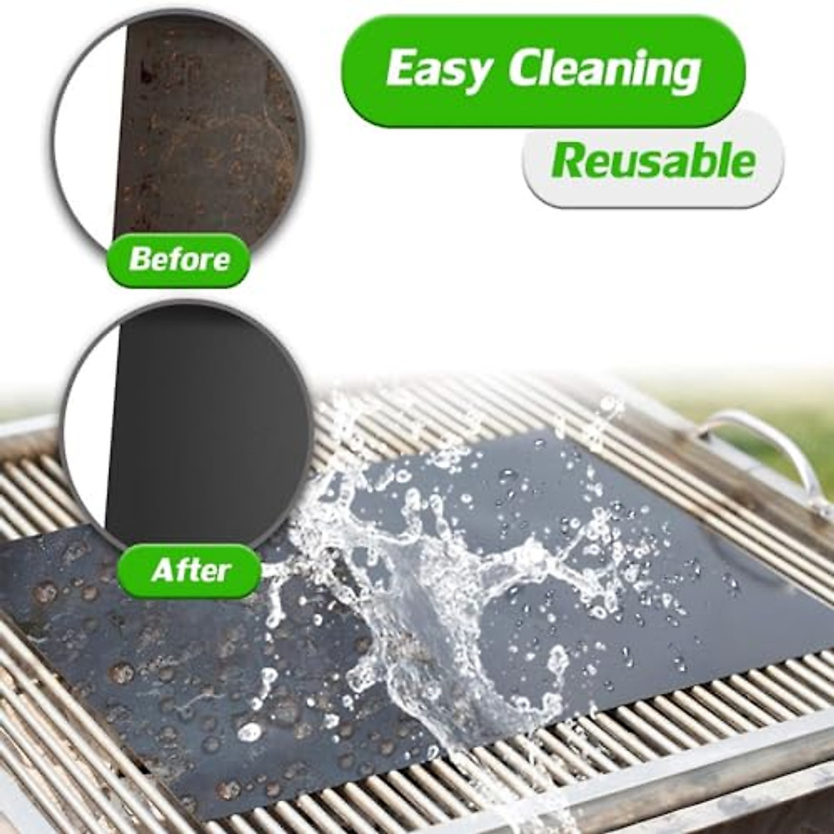 lamphle Grill Matt for Outdoor Grill, 3Pcs Grill Mat 12x10 Inch Fine Hole Even-Heat Non-stick BBQ Mat for under BBQ, Easy to Clean Reusable Grill Mats for Outdoor Grill 3pcs