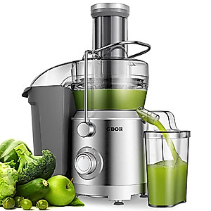 1300W GDOR Juicer with Larger 3.2” Feed Chute for Whole Fruits and Veggies, Titanium Enhanced Cut Disc, Full Copper Motor Heavy Duty Centrifugal Juice Extractor Machines, Dual Speeds, BPA-Free, Silver