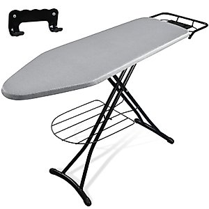 PickyanDco Foldable Ironing Board with Heat Resistant Cover, Steam Iron Rest and Non-Slip Legs - Sturdy Metal Frame Full Metal Construction Iron Board(14 * 34 * 53inches)